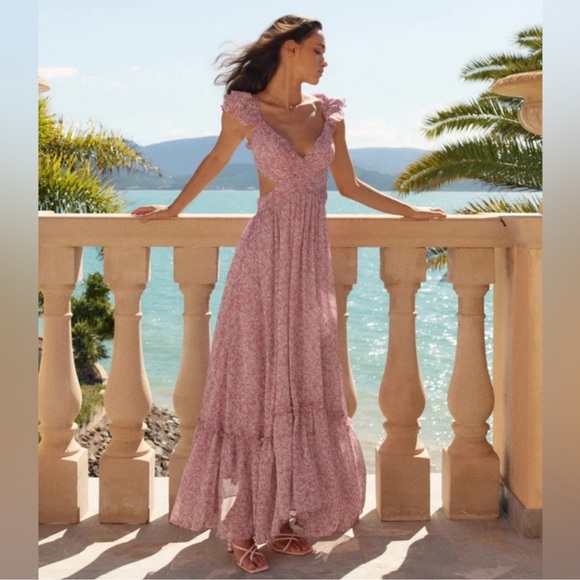 Astr | Dresses | Astr The Label Primrose Dress Dark Fuchsia Multi Sz S ...